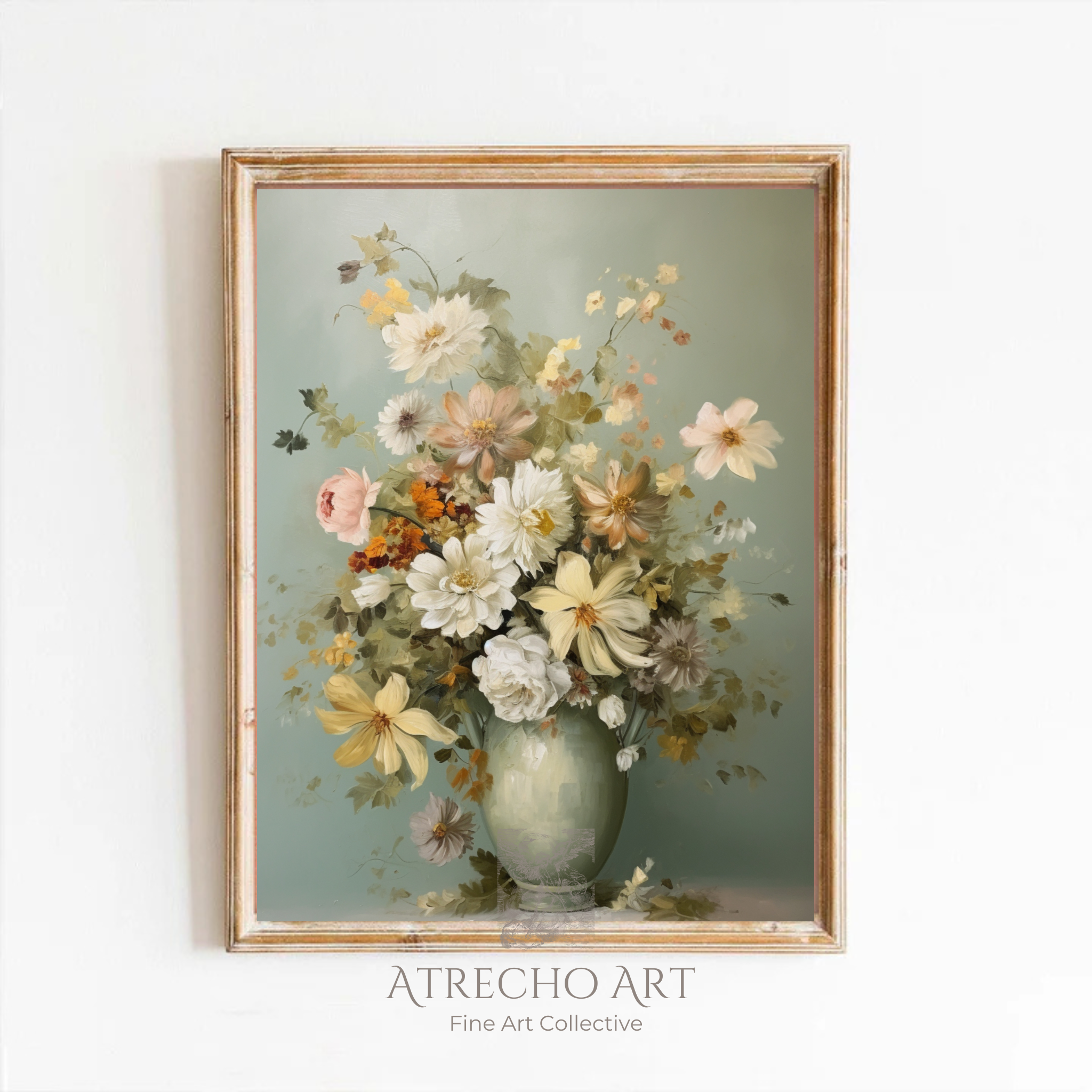 FLOWERS FL58 Vintage Floral Print | Sage Green Light Academia Wall Art ...