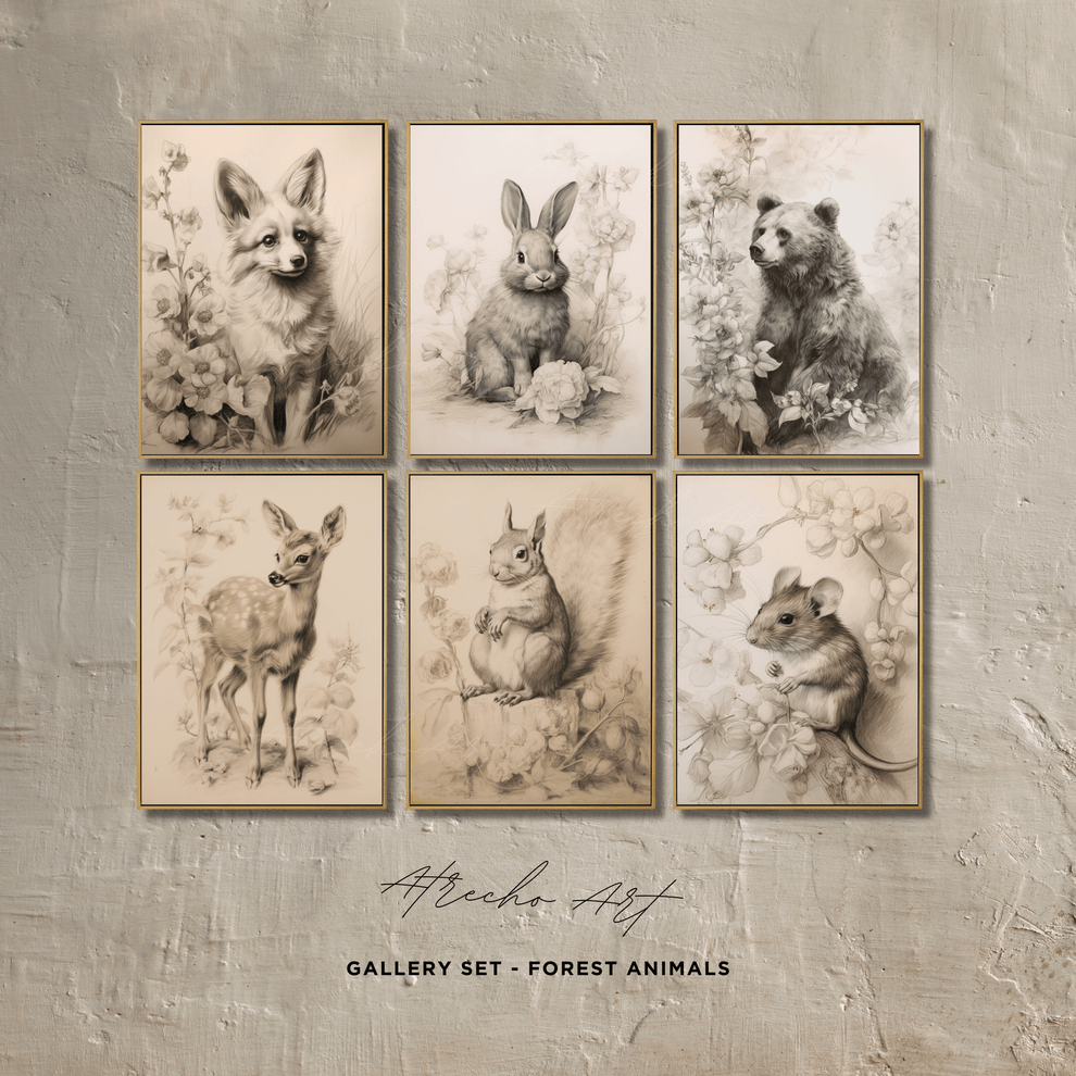 SET OF SIX Prints | P601 | Forest Animal Collection – Atrecho Art